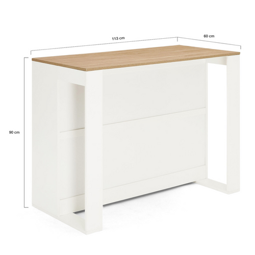 Table De Bar Îlot Juno Bois Blanc Et Plateau Façon Hêtre - Bar BUT