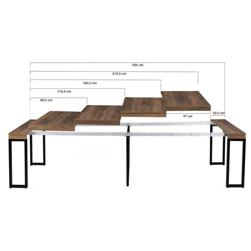 Table Console Extensible Toronto 10 Personnes 235 Cm Bois Foncé Design ...