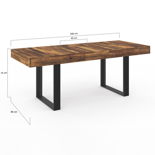 Table à Manger Extensible Rectangle Phoenix 4-8 Personnes Bois Plateau ...