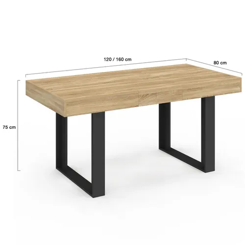 Table à Manger Extensible Rectangle Phoenix 4-6 Personnes Bois Et Noir ...