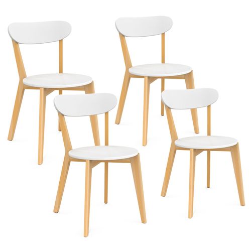 Lot De 4 Chaises Scandinaves Freja Bicolore Blanc Et Bois Pour Salle à ...