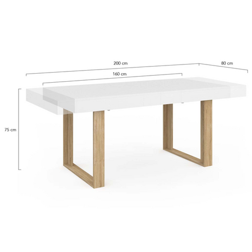 Table à Manger Extensible Rectangle Phoenix 4-8 Personnes Blanc Pieds ...