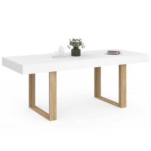 Table à Manger Extensible Rectangle Phoenix 4-8 Personnes Blanc Pieds ...
