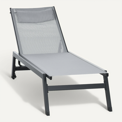 Transat Inclinable 5 Positions - 2 Roulettes - Alu. Textilène - Chaise ...