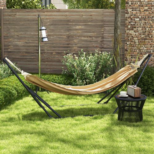 Hamac Pliable Complet - Support Acier, Toile Hamac Coton - Noir Beige ...