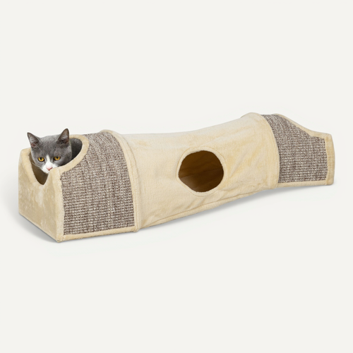 Tunnel Pour Chat Modulable - 3 Portes, 2 Griffoirs - Sisal Peluche ...