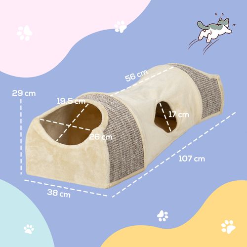 Tunnel Pour Chat Modulable - 3 Portes, 2 Griffoirs - Sisal Peluche ...