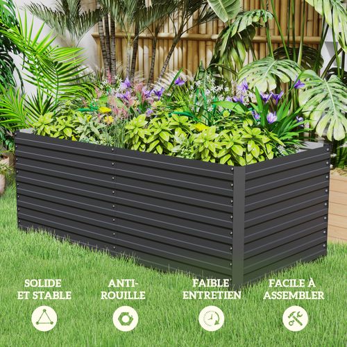 Carré Potager Jardinière 160l X 80l X 60h Cm Tôle D'acier Ondulée ...