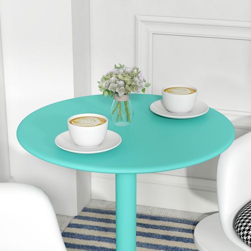 Table Ronde 2 Personnes Table à Manger Ronde Dia. 60 Cm Acier Bleu ...