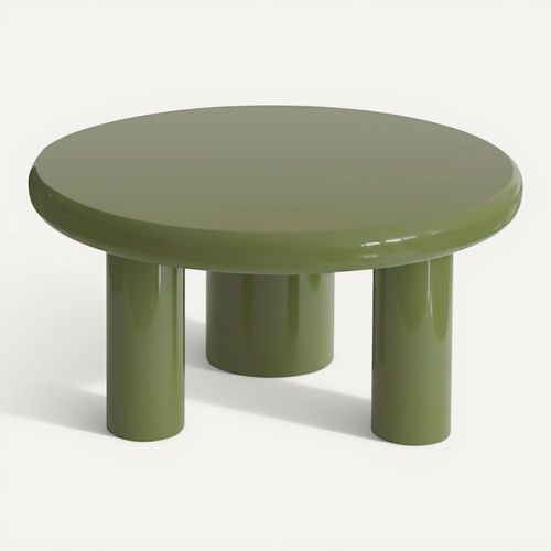 Table Basse Ronde 70 Cm En Mdf Effet Laqué Vert Olive - Table basse BUT