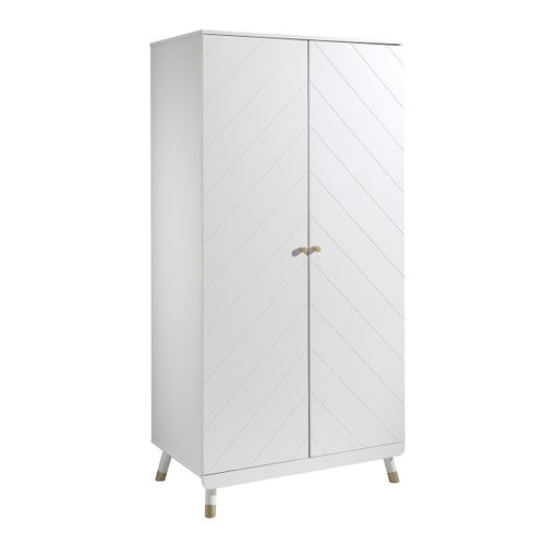 Lit 90x200cm + Chevet + Armoire 2p + Bureau - Tiny White - Chambre enfant complète BUT