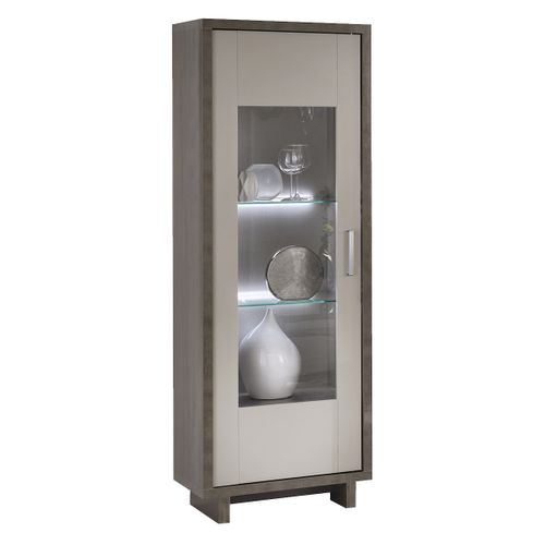 Auxane - Vitrine 1 Porte Réversible Gris Metallisé Et Gris Mat Avec ...