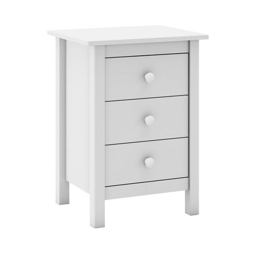 Chevet 3 Tiroirs En Pin Massif Blanc - Dava - Table de chevet BUT