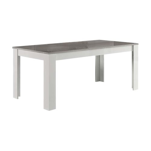 Denae - Ensemble Séjour Blanc Et Gris Marbré Table 160cm + Buffet 4 ...