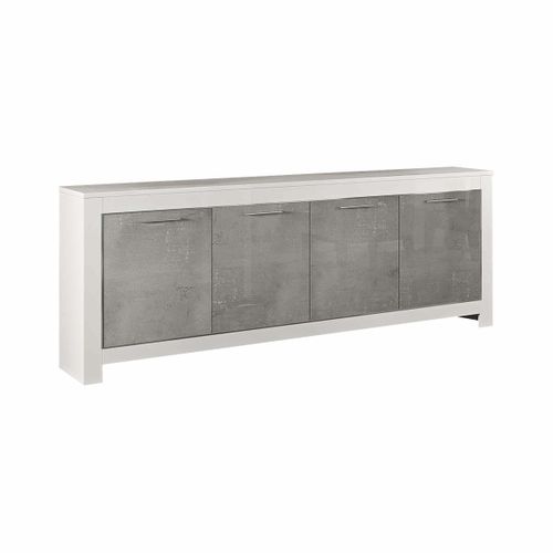 Denae - Ensemble Séjour Complet Blanc Et Gris Marbré Table 160cm ...