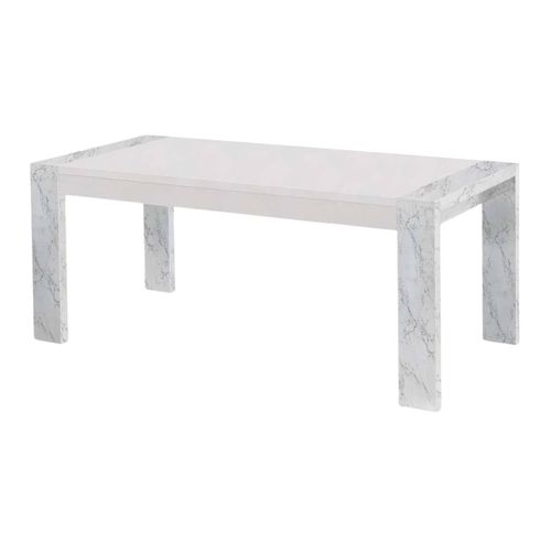 Prava - Ensemble Séjour Blanc Et Effet Marbre Table 190cm + Buffet Avec ...