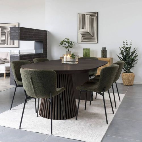 Dublin - Table Extensible à 200cm Pied Relief Mdf Placage Chêne Fumé ...