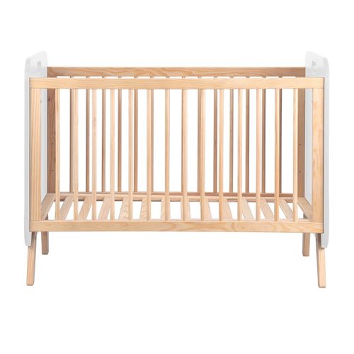 Lit Bébé 60x120cm En Mdf Et Pin Massif Coloris Blanc Et Naturel - Eiffa ...