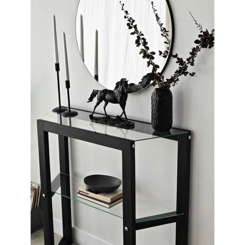 Console En Verre Et Bois Anthracite - 2 Plateaux Lhasa - Table console BUT
