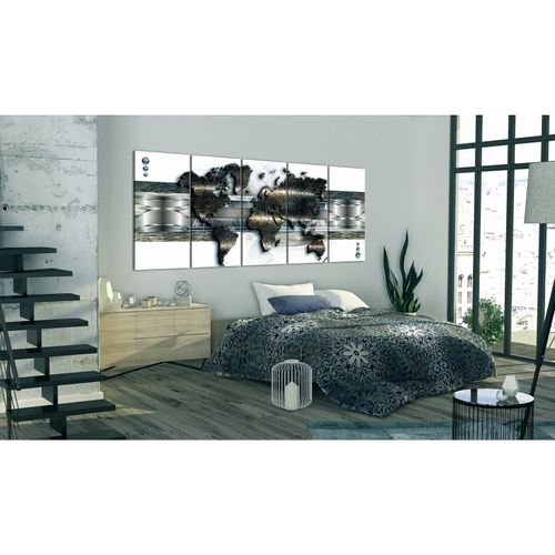 Tableau Carte En Trois Dimensions 200 X 80 Cm Gris - Tableau - Toile BUT