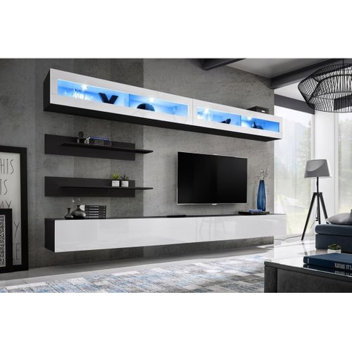 Ensemble De Meubles Suspendus Avec LEDs Collection Fly. Coloris Noir Et ...