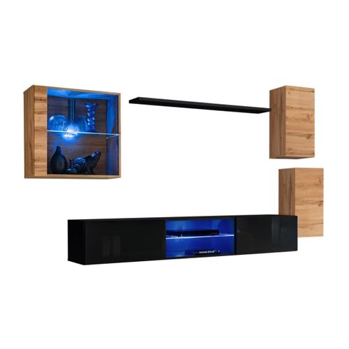 Ensemble Meubles De Salon Switch Xxiii Design, Coloris Chêne Et Noir ...