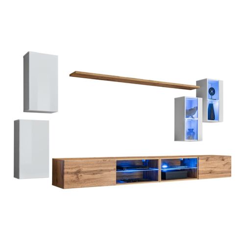 Ensemble Meubles De Salon Switch Xxv – LED – Blanc Et Chêne ...