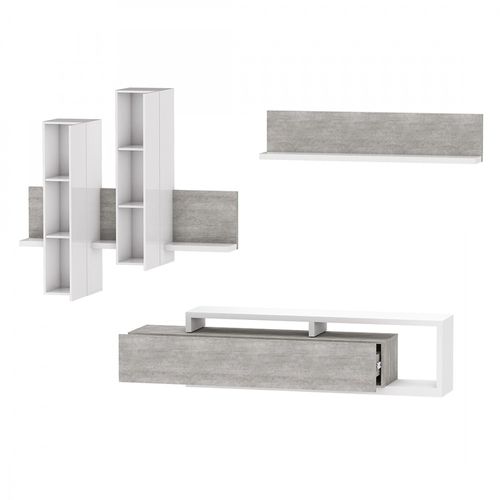 Ensemble Meubles De Salon Avec LED Collection Bergame. Coloris Blanc Et ...