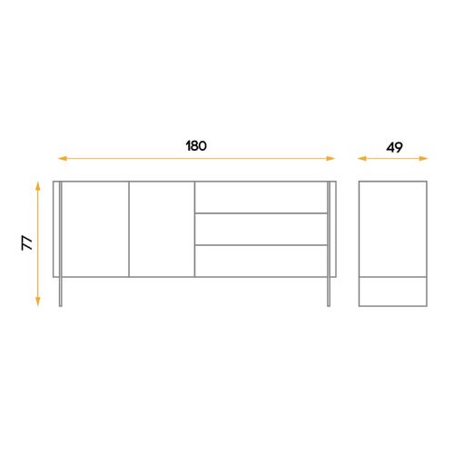 Buffet, Commode Rectangulaire En Bois Laqué Blanc Brillant Avec Pieds ...