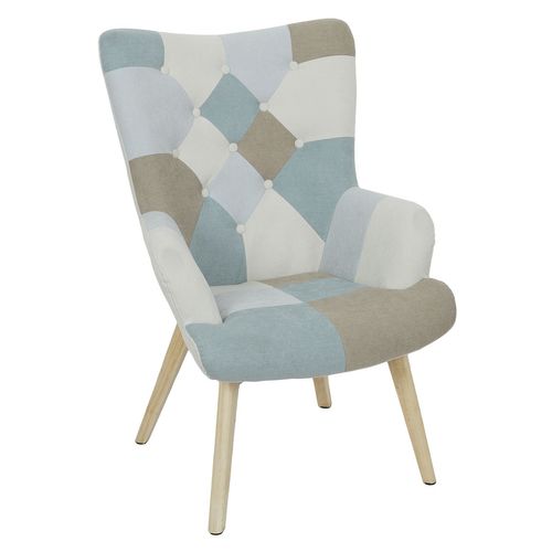 Fauteuil Helsinki Patchwork - Bleu - Fauteuil BUT