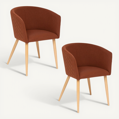 Lot De 2 Fauteuils à Diner En Velours Marlo - Marron - Fauteuil BUT