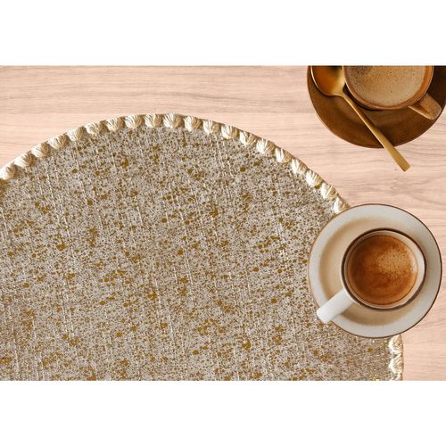Lot De 2 Sets De Tables Ronds En Jute Alago - Diam. 38 Cm - Or - Set de ...