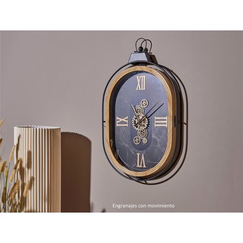 Horloge Murale Ovale Décorative Bois Et Métal Style Industriel ...