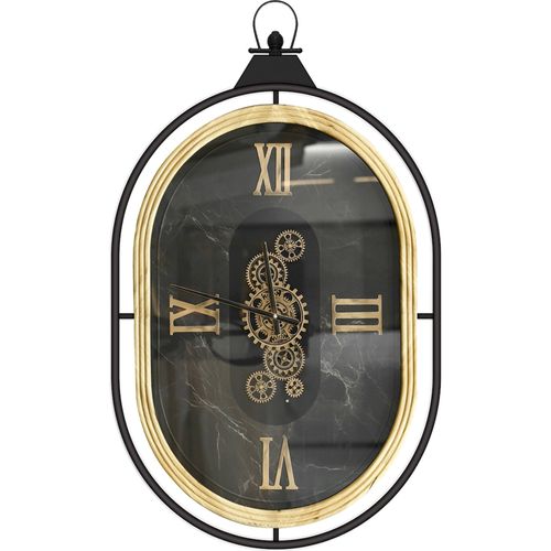 Horloge Murale Ovale Décorative Bois Et Métal Style Industriel ...