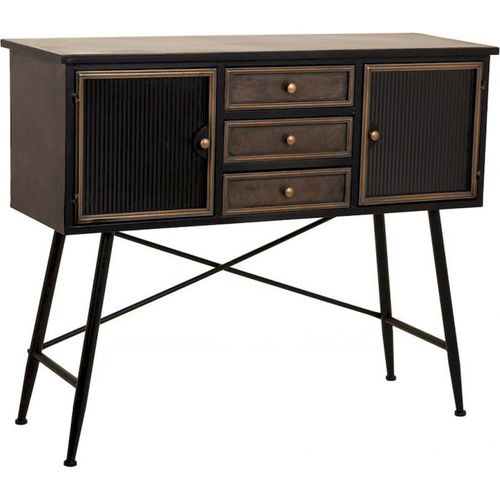Buffet Métal Marron Vieilli Style Industriel Avec Portes Vitrées ...