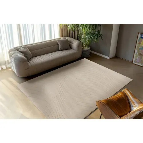 Tapis Beige à Relief Ondulé Doux Et Résistant 170 X 120 Cm Beige ...