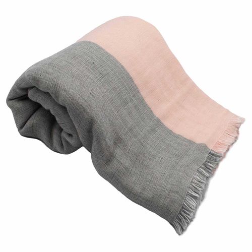 Plaid Luanda Gris Chiné 150 X 180 Cm Gris Clair, Rose Clair - Plaid BUT