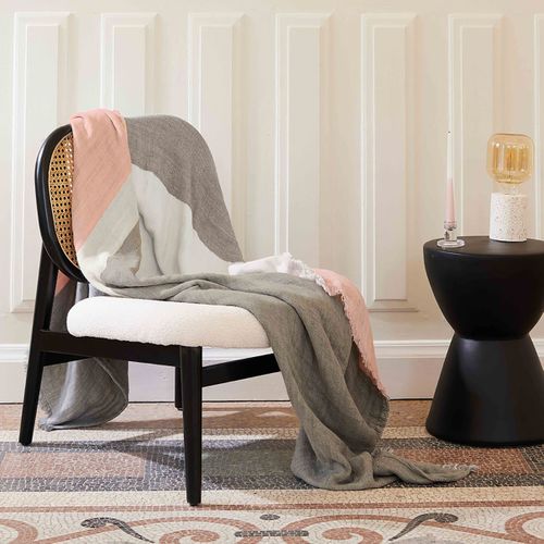 Plaid Luanda Gris Chiné 150 X 180 Cm Gris Clair, Rose Clair - Plaid BUT