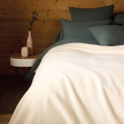 Couverture Pure Laine Naturel 220 X 240 Cm Beige - Couverture BUT