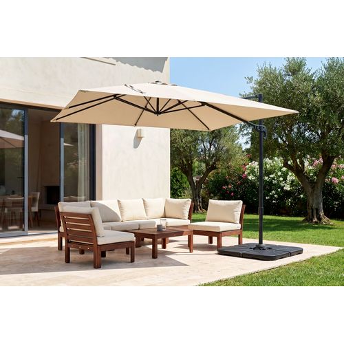 Parasol Déporté 3x3m Beige En Aluminium Navagio - Rotatif 360 ...