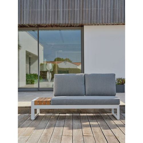 Salon De Jardin D’angle Valence 6 Places Aluminium Blanc Teck - Salon ...
