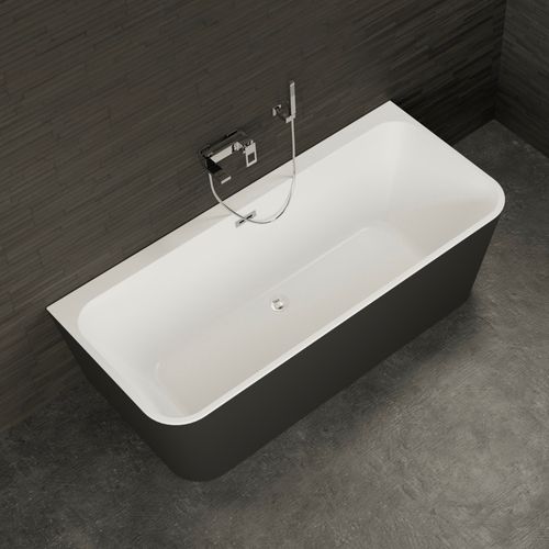 Baignoire Semi-îlot Murale Mint 180 Noire L. 180 X L. 81 Cm - Toute l'offre baignoire BUT