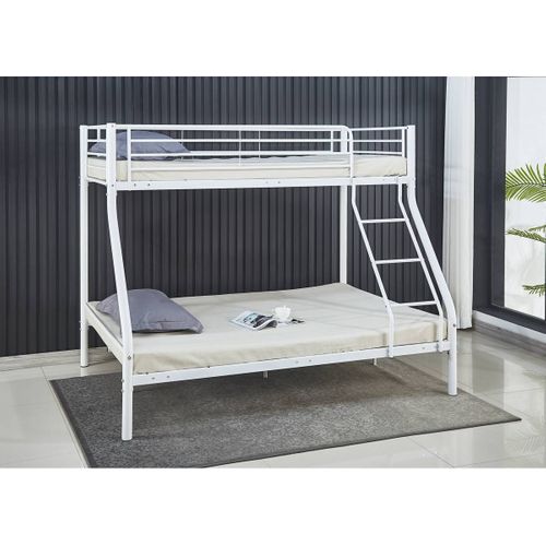 Lit Superposé En Métal "leo" Sommiers Inclus - 90/140 X 190 Cm - Blanc ...