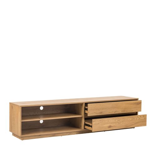 Since - Meuble TV 2 Tiroirs, 2 Niches En Bois L180cm - Bois Clair ...