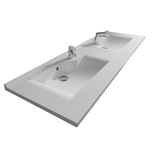 Plan Double Vasque Design 140 Cm Resiloge - Lavabo, vasque et plan ...