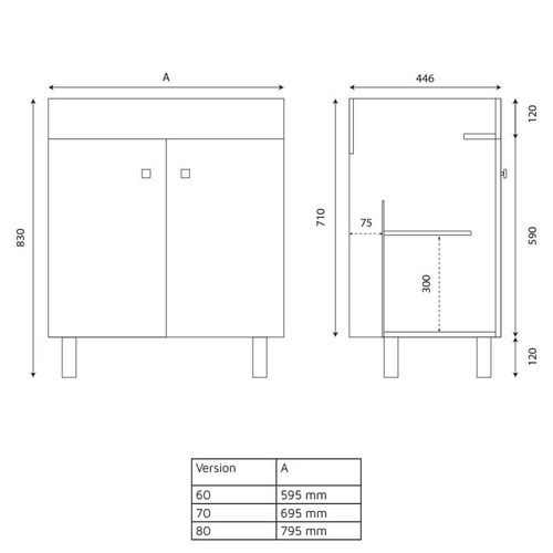 Meuble Salle De Bain Sur Pieds Ecoline 80 Cm - Blanc - Meuble vasque BUT
