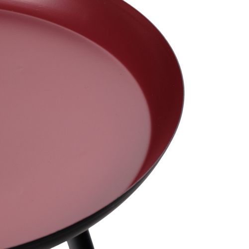 Table D'appoint Ronde D. 38 Cm Métal Rouge Et Pieds Noirs - Lak 8969 ...