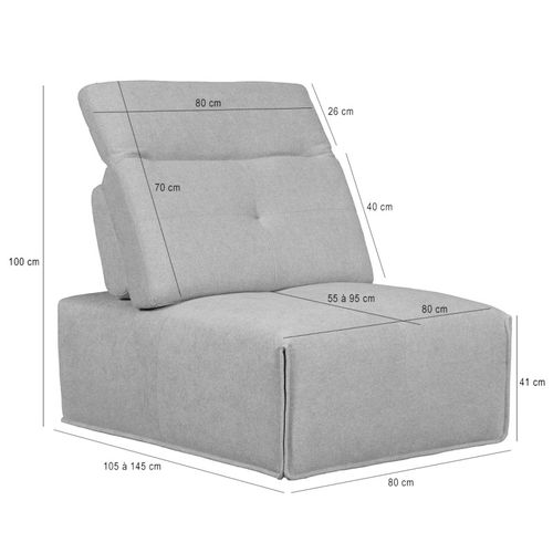 Chauffeuse Modulable Tissu Gris Clair Dossier Réglable - Living ...