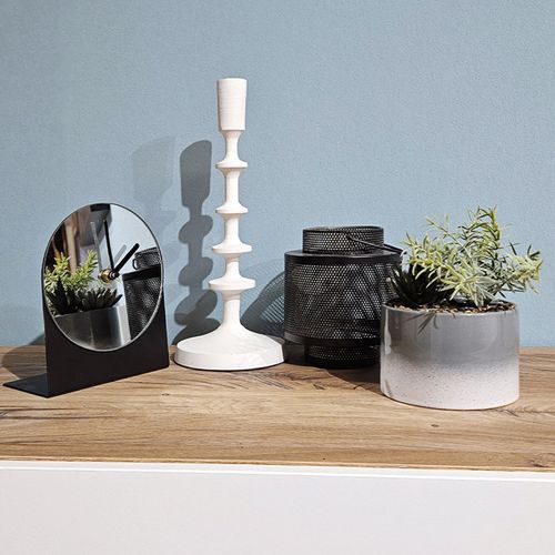 Horloge Minimaliste En Métal Noir H. 18 Cm Avec Miroir - Reflexio 8702 ...