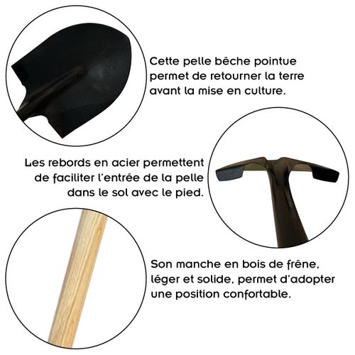 Ogrod Pelle Bêche Pointue Avec Rebords Manche Long En Bois De Frêne Fsc ...